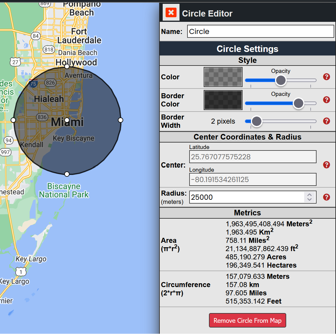 Draw A Circle Radius On The Map